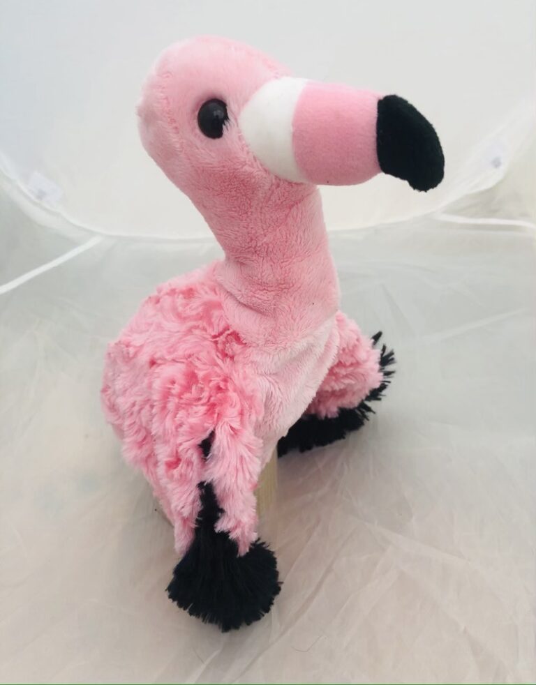 Pink Flamingo Bird Plush Big Eye Hand Puppet - Derbyshire Toy Libraries